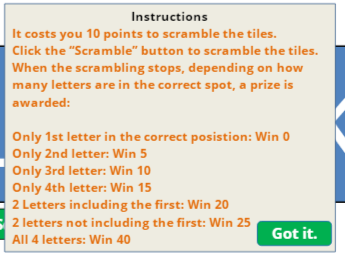 Instructions It costs you 10 points to scramble the | Chegg.com