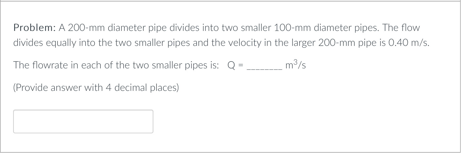 Solved Problem: A 200-mm diameter pipe divides into two | Chegg.com