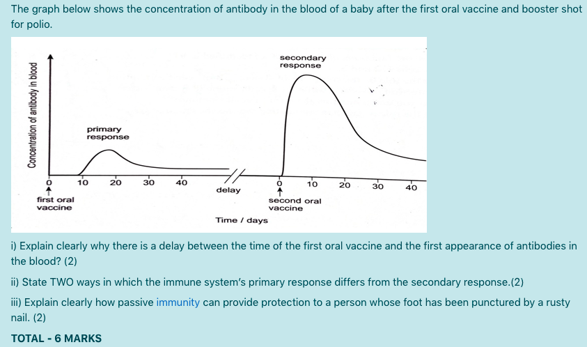 Solved The graph below shows the concentration of antibody | Chegg.com