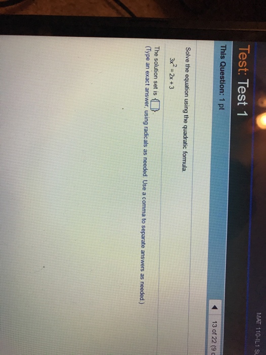 Solved Solve the equation using the quadratic formula. 3x^2 | Chegg.com