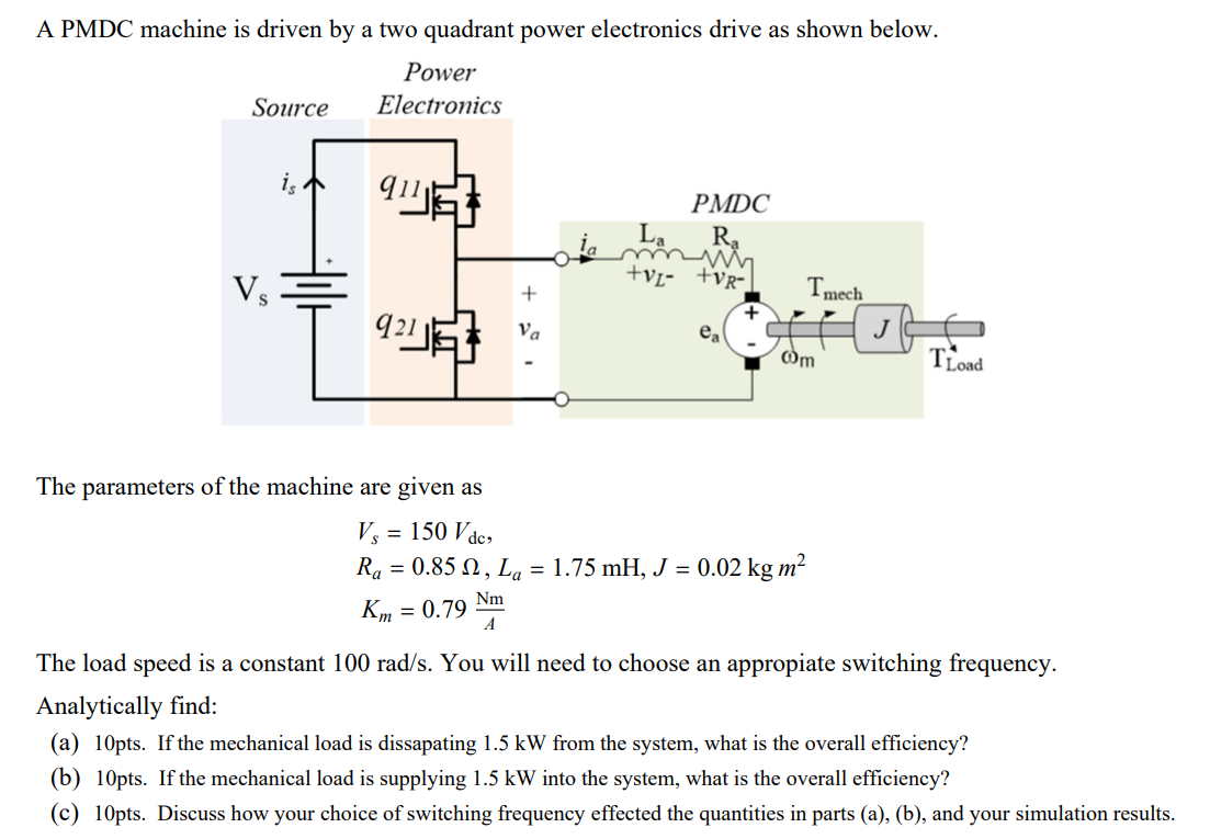 A PMDC machine is driven by a two quadrant power | Chegg.com