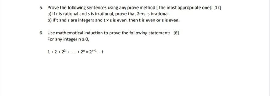 Solved 5. Prove the following sentences using any prove | Chegg.com