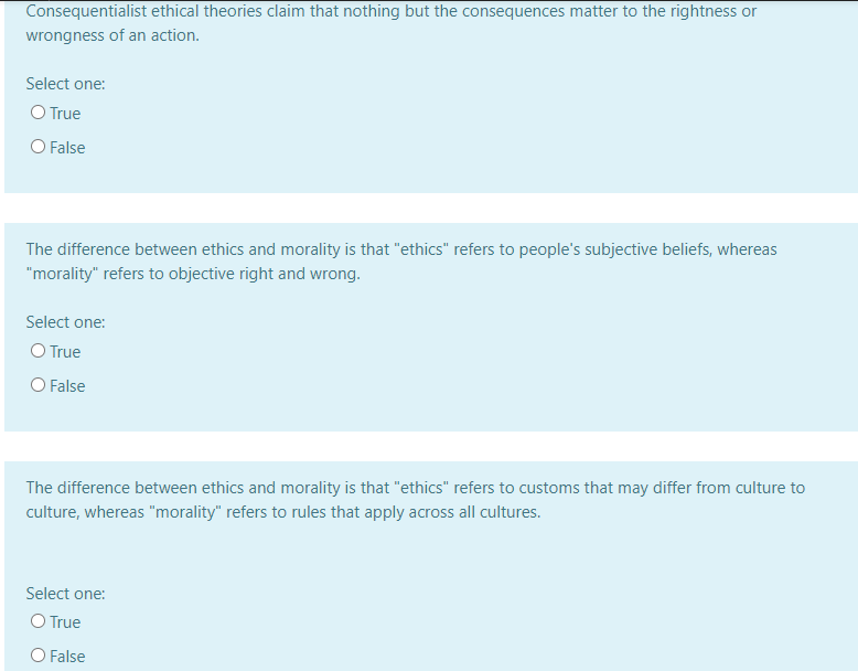 Solved Consequentialist ethical theories claim that nothing | Chegg.com