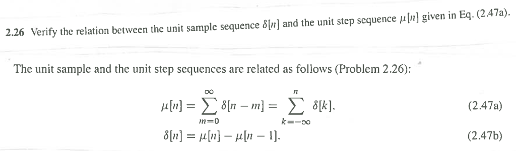 Solved Verify The Relation Between The Unit Sample Sequence