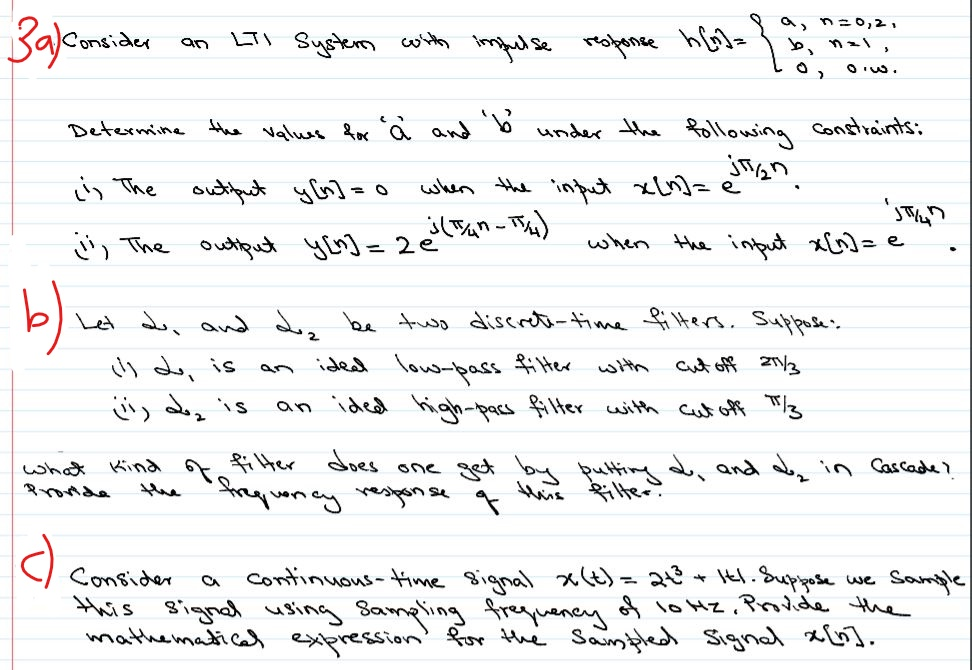 Solved an 20,2, Ba) Consider an LT1 System with impulse | Chegg.com