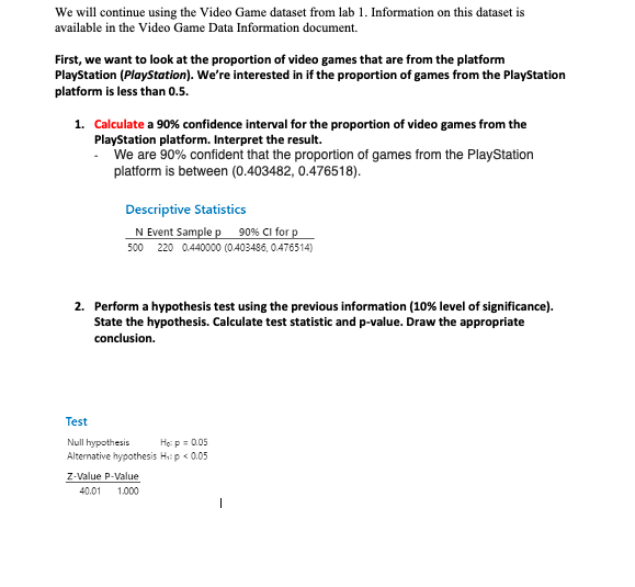 Solved We will continue using the Video Game dataset from | Chegg.com
