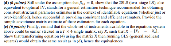 Consider the following simultaneous equations model | Chegg.com