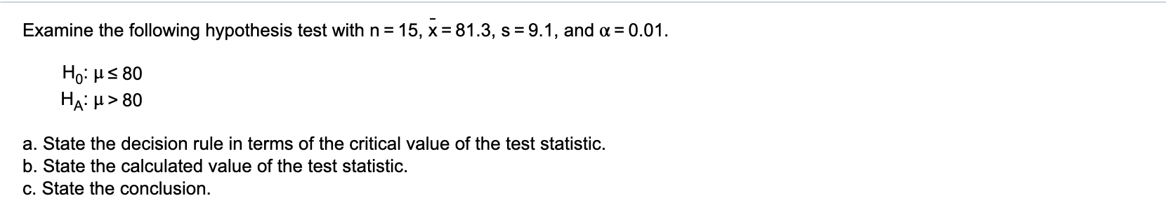 Solved Examine the following hypothesis test with n = 16, s | Chegg.com