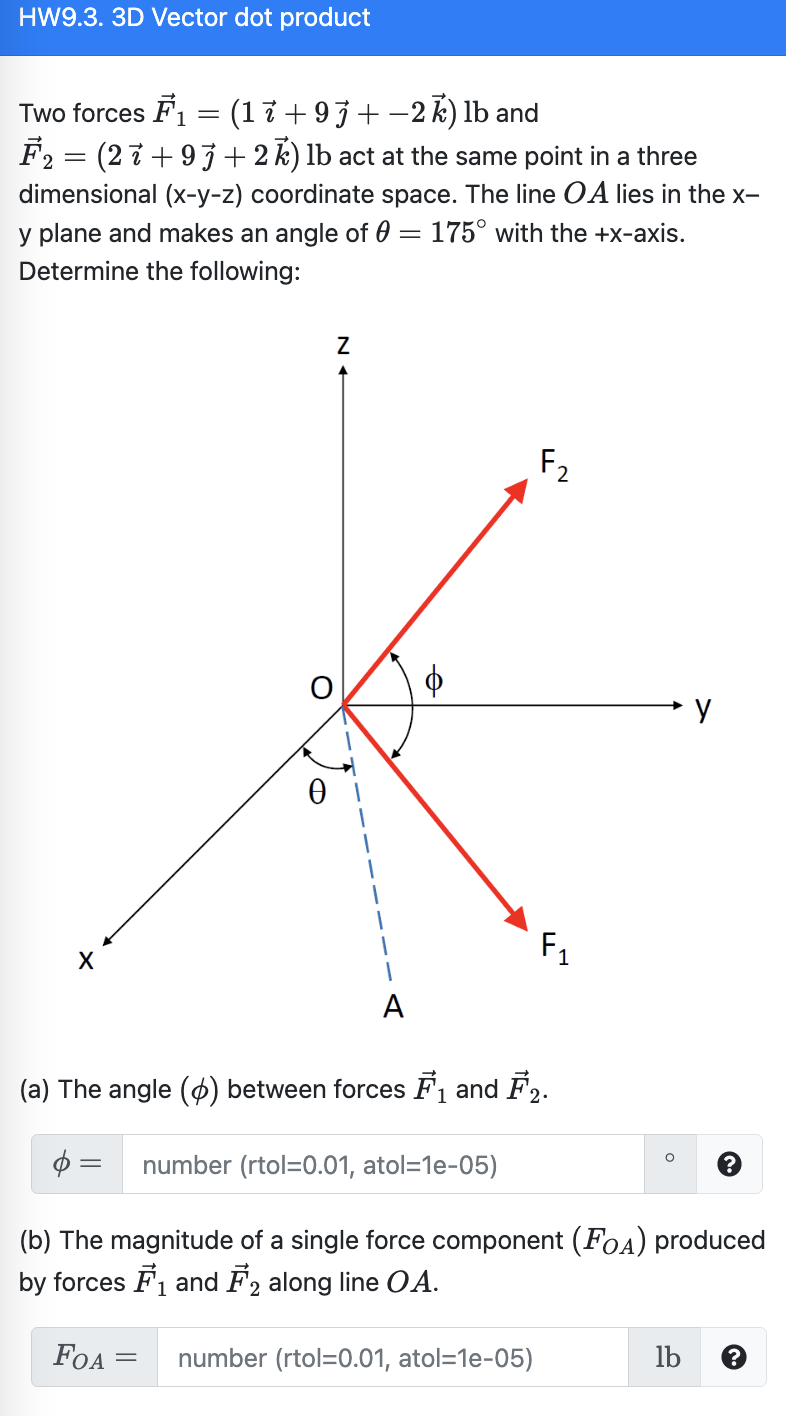 Solved Two forces F1=(1 +9 +−2k)lb and F2=(2 +9 +2k) lb act | Chegg.com