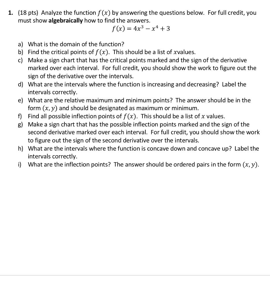 Solved 1 18 Pts Analyze The Function F X By Answering