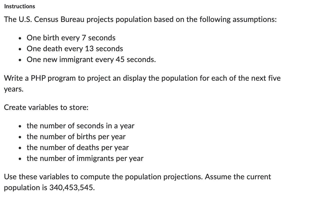 Solved The U.S. Census Bureau projects population based on | Chegg.com