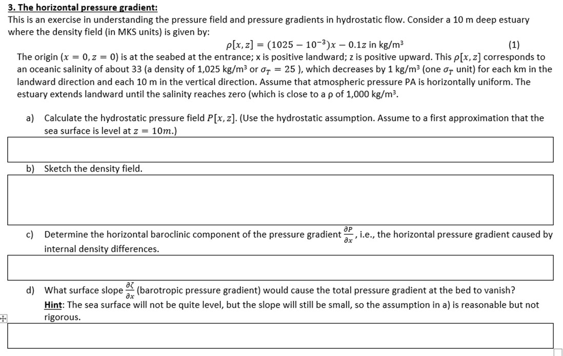3. The horizontal pressure gradient: This is an | Chegg.com