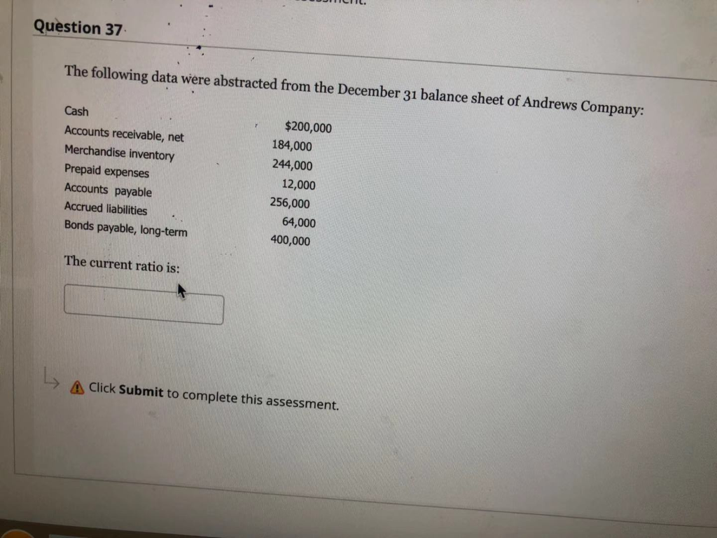 Solved Question 37 The following data were abstracted from | Chegg.com