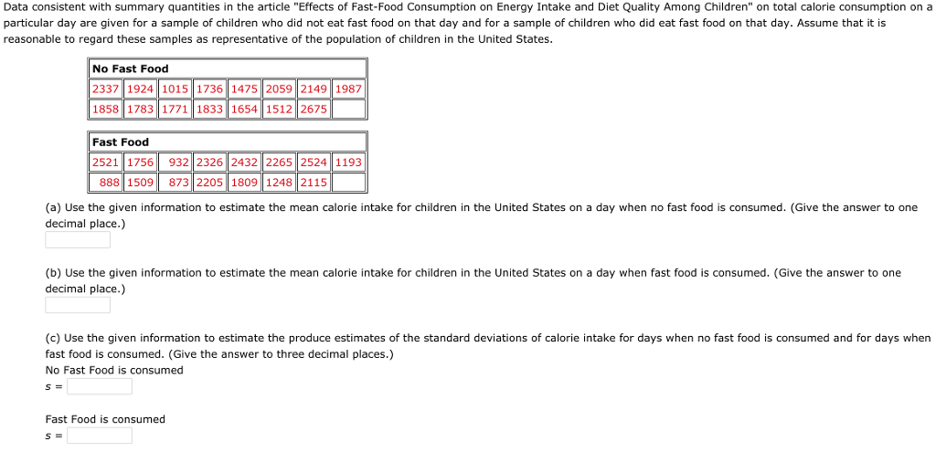 Solved Data consistent with summary quantities in the | Chegg.com