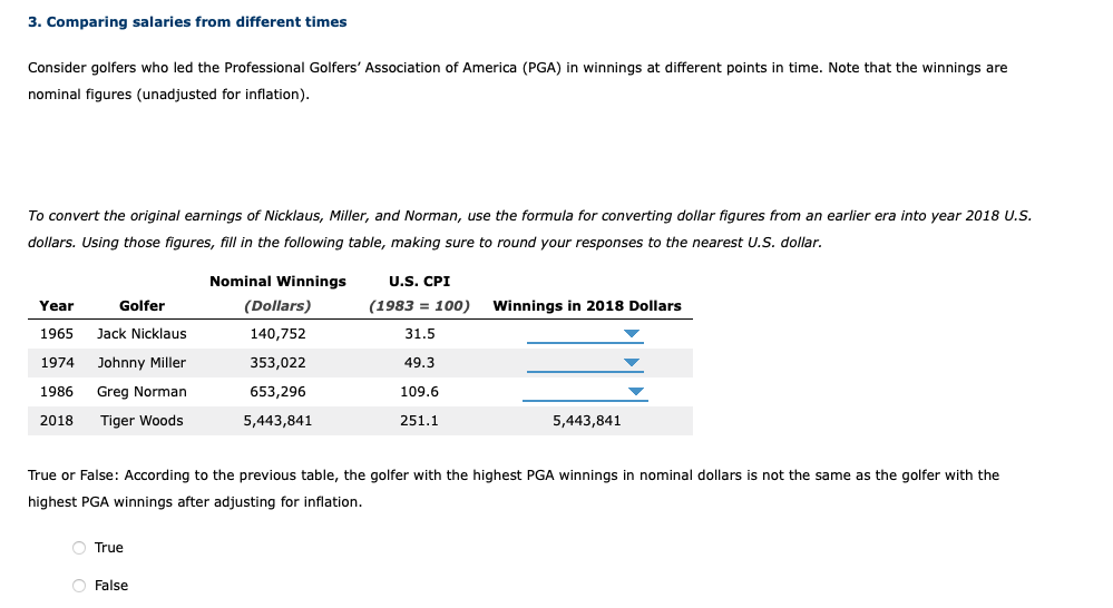 Solved 3. Comparing salaries from different times Consider | Chegg.com