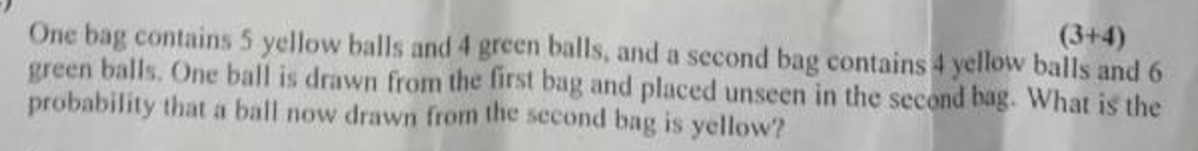 Solved One bag contains 5 yellow balls and 4 green balls, | Chegg.com