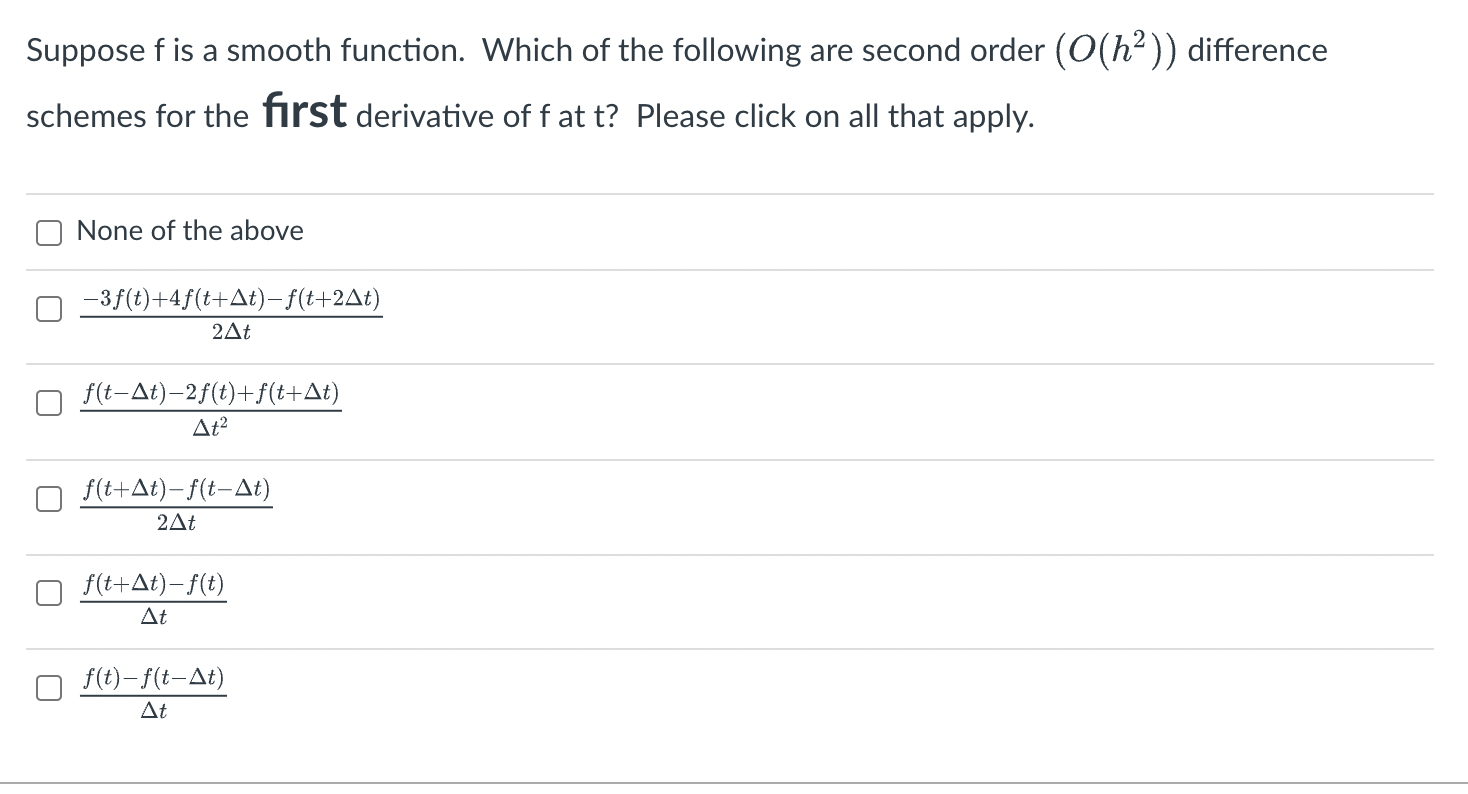 Solved Suppose f is a smooth function. Which of the | Chegg.com