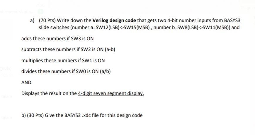 Solved A 70 Pts Write Down The Verilog Design Code That 8406