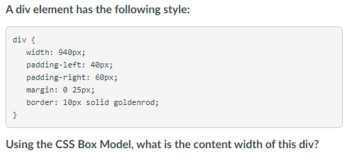 Solved A div element has the following style: div { width: | Chegg.com
