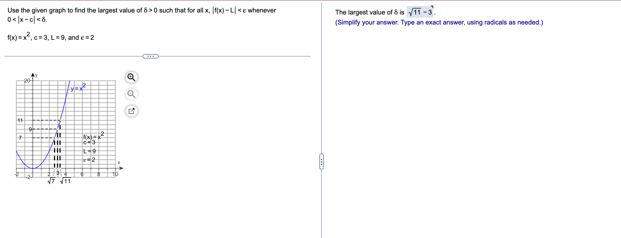Solved Use the given graph to find the largest value of δ>0 | Chegg.com