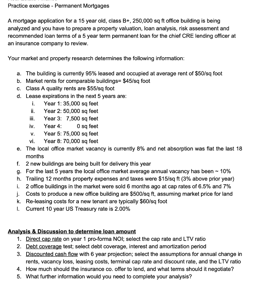 Practice exercise - Permanent Mortgages A mortgage | Chegg.com