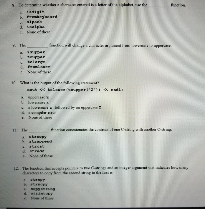 Solved To determine whether a character entered is a letter | Chegg.com