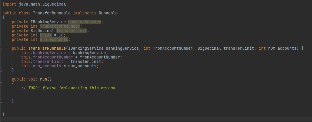 Solved I need help with the TransferRunnable.java class. I'm | Chegg.com