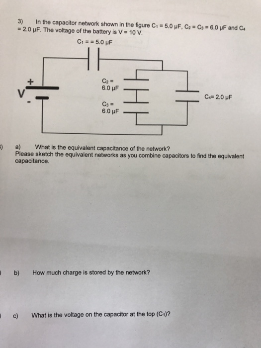 Solved In the capacitor network shown in the figure C_1 = | Chegg.com