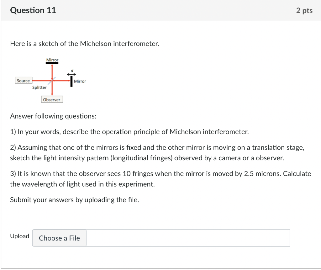 Solved Here is a sketch of the Michelson interferometer. | Chegg.com