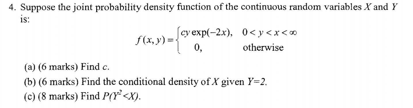 Solved Suppose the joint probability density function of the | Chegg.com