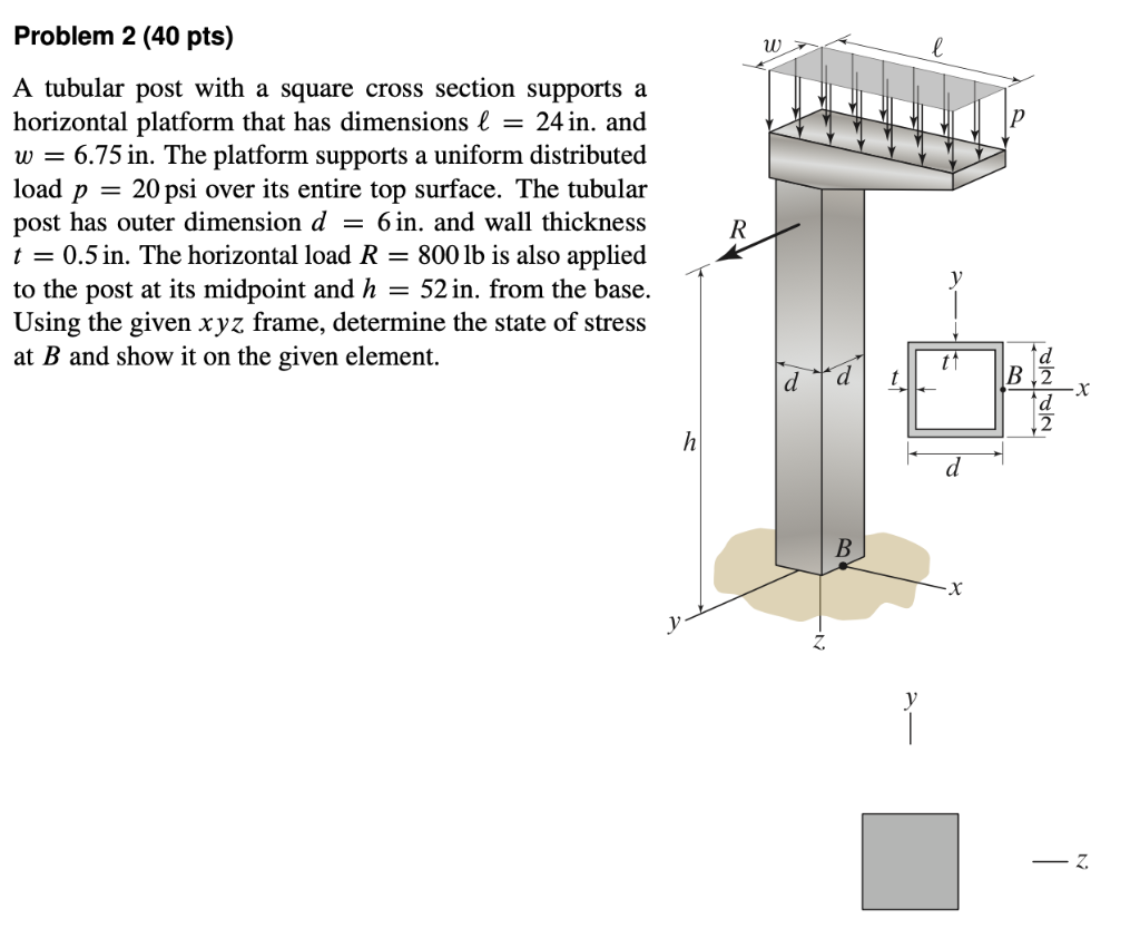 Solved w Problem 2 (40 pts) A tubular post with a square | Chegg.com