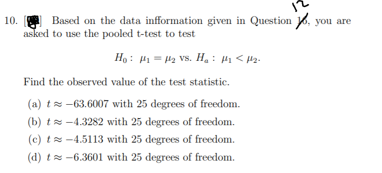 Solved 10. Based on the data infformation given in Question | Chegg.com