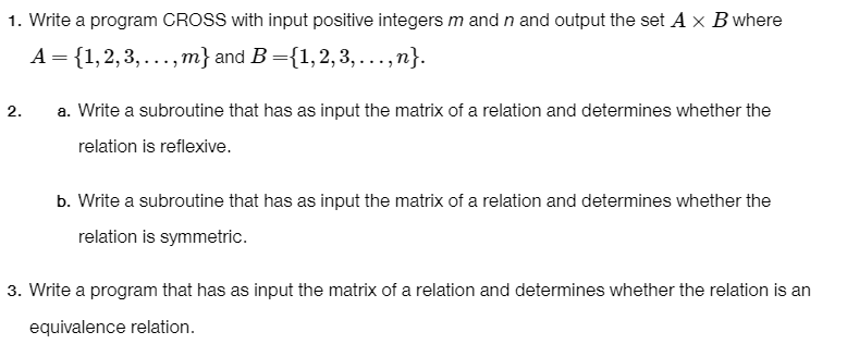 1. Write a program CROSS with input positive integers | Chegg.com