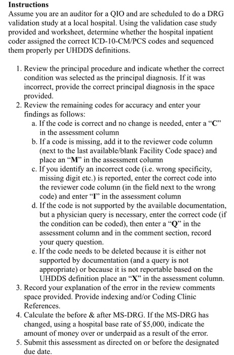 Solved Instructions Assume you are an auditor for a QIO and | Chegg.com
