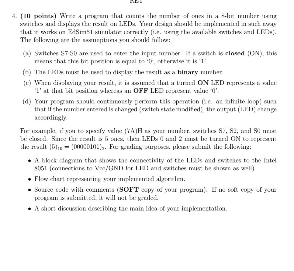 Solved RET 4. (10 points) Write a program that counts the | Chegg.com