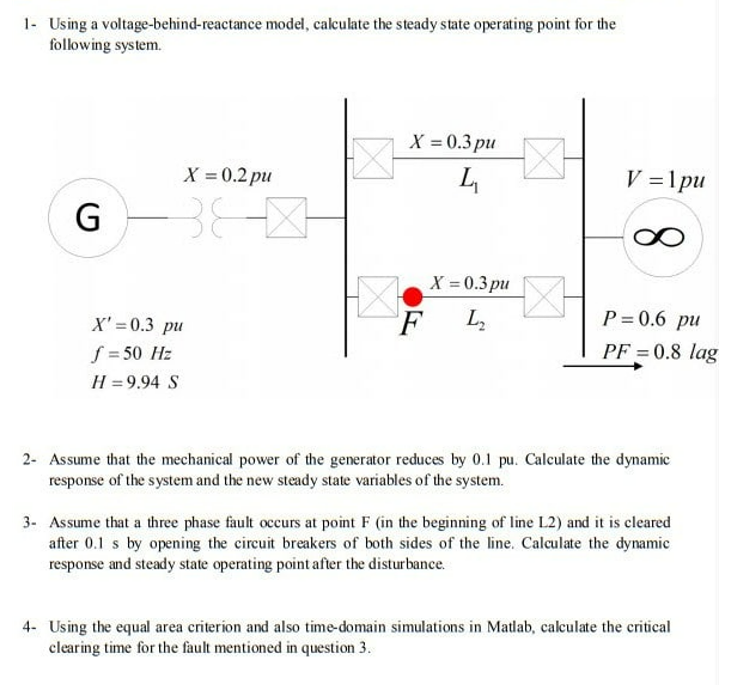 Solved 1. Using a voltage-behind-reactance model, calculate | Chegg.com