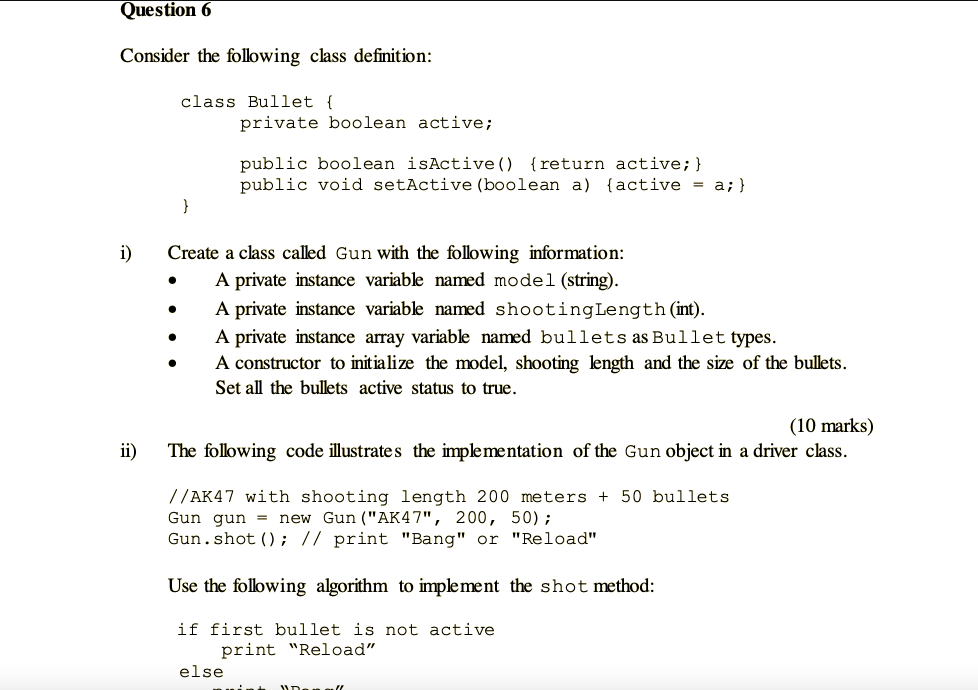 Solved Question 6 Consider the following class definition: | Chegg.com