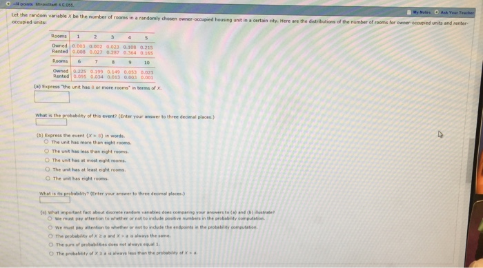 Solved Let the random variable X be the number of rooms in a | Chegg.com