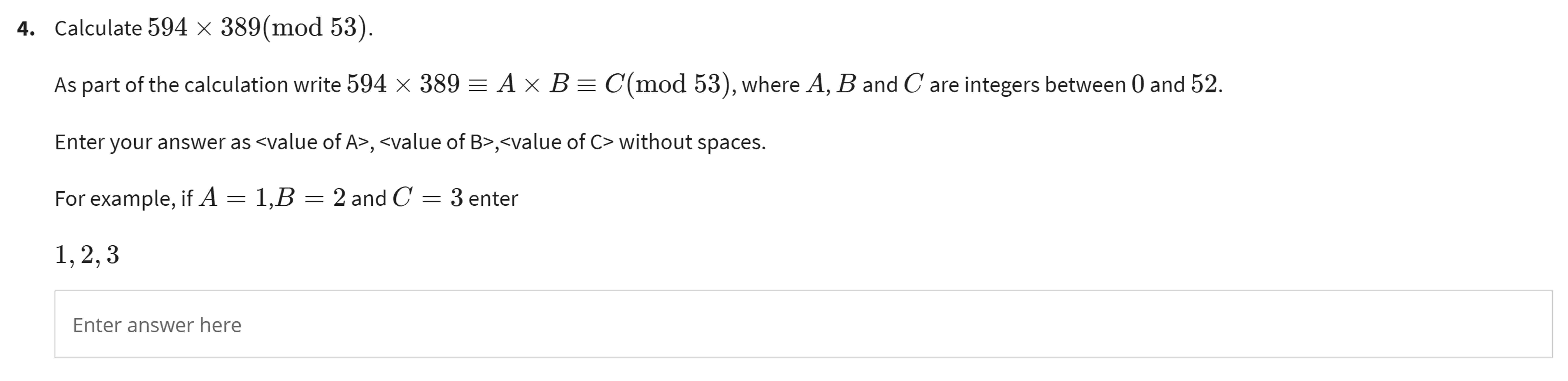 Solved Calculate 594×389(mod53).As part of the calculation | Chegg.com