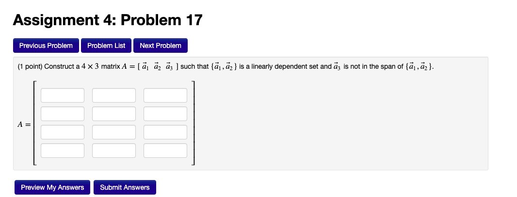 Solved Assignment 4: Problem 17 Previous Problem Problem | Chegg.com