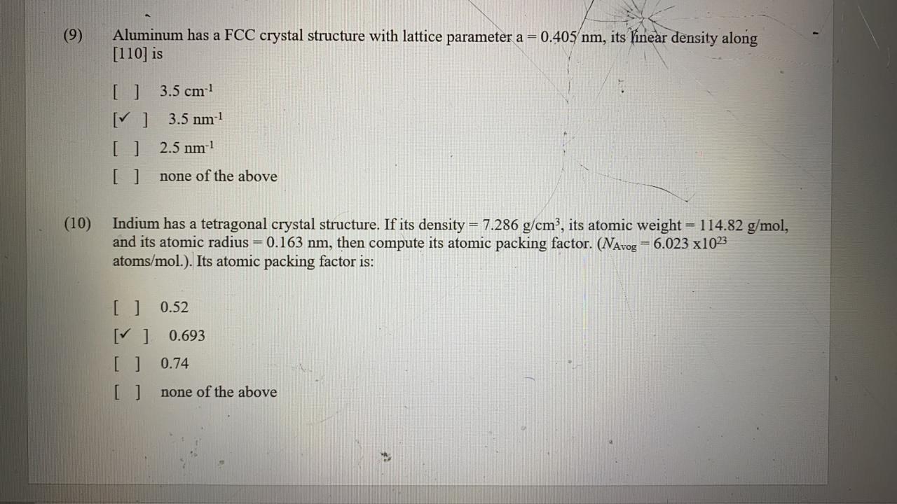 Solved Aluminum has a FCC crystal structure with lattice | Chegg.com
