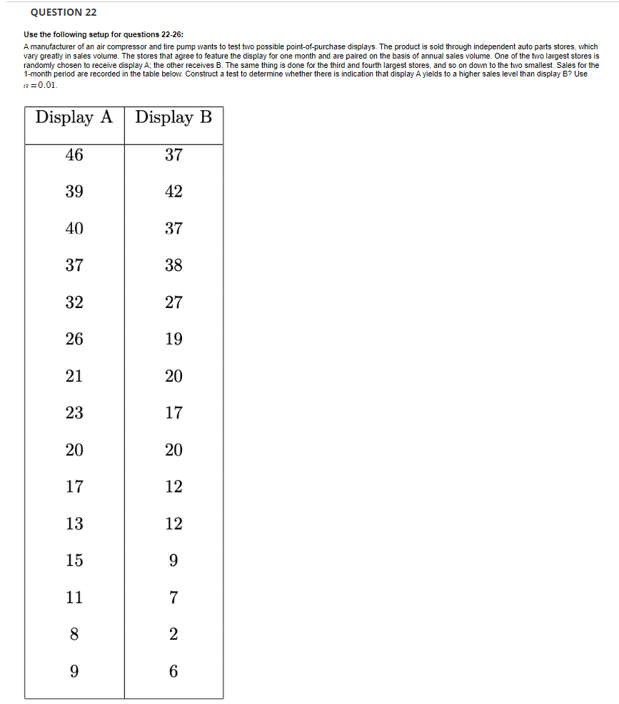 Solved Use the following setup for questions 22-26: A | Chegg.com