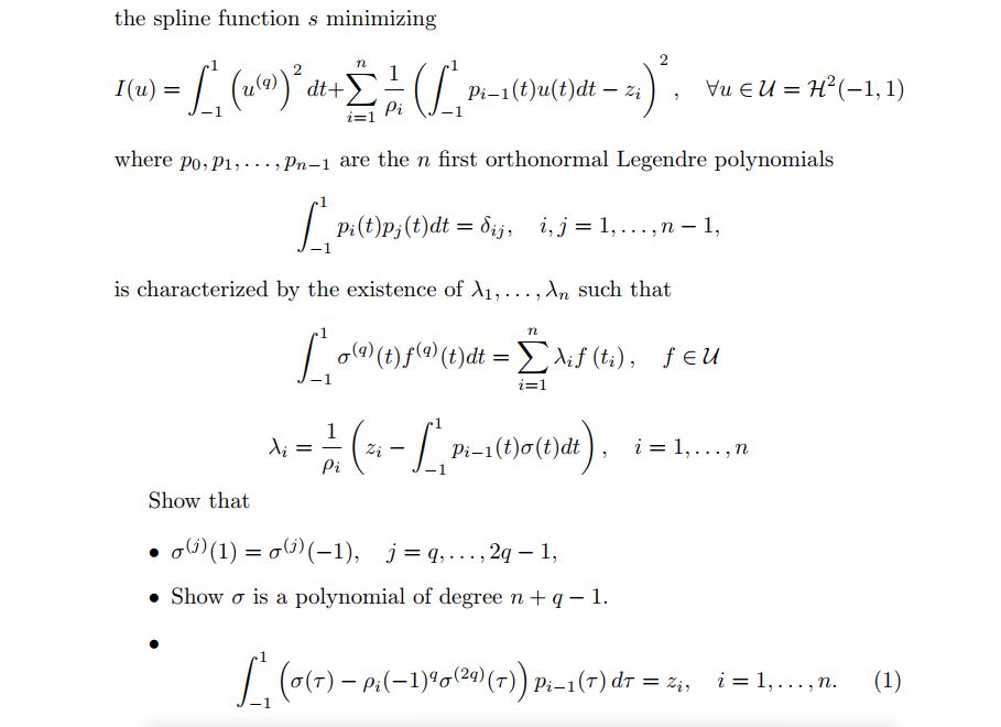 the spline function s minimizing | Chegg.com
