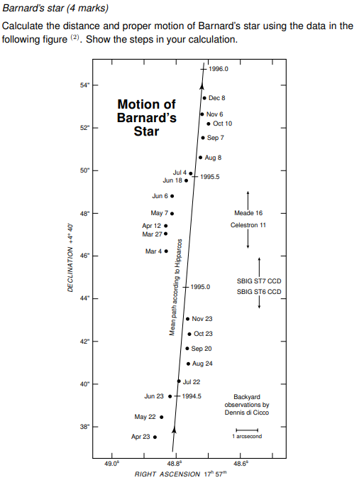 Solved Barnard's star (4 marks) Calculate the distance and | Chegg.com