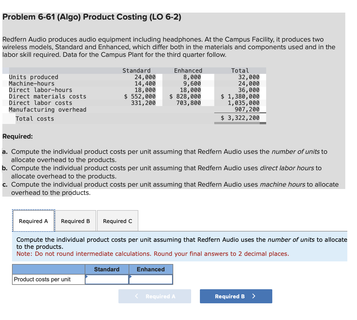 Solved Problem 6-61 (Algo) Product Costing (LO 6-2)Redfern | Chegg.com Solved Problem 6-61 (Algo) Product Costing (LO 6-2)Redfern | Chegg.com