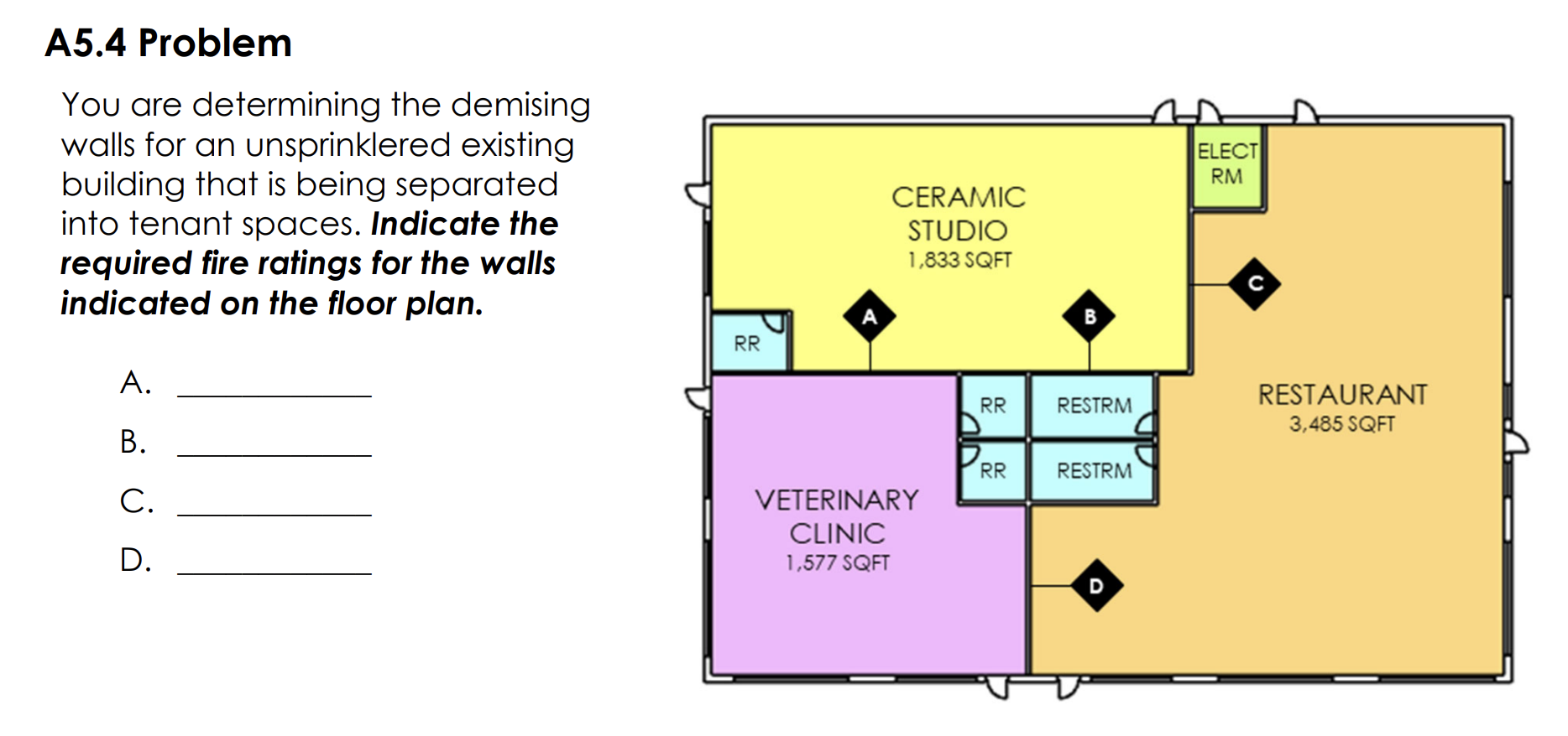 Solved You are determining the demising walls for an | Chegg.com