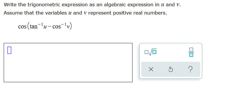 Solved Write the trigonometric expression as an algebraic | Chegg.com