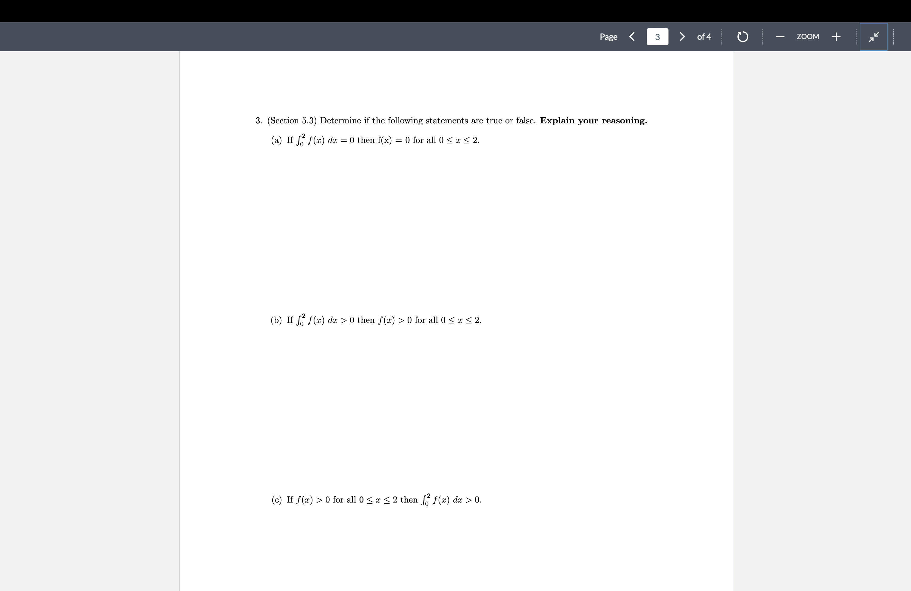 Solved (Section 5.3) ﻿Determine if the following statements | Chegg.com