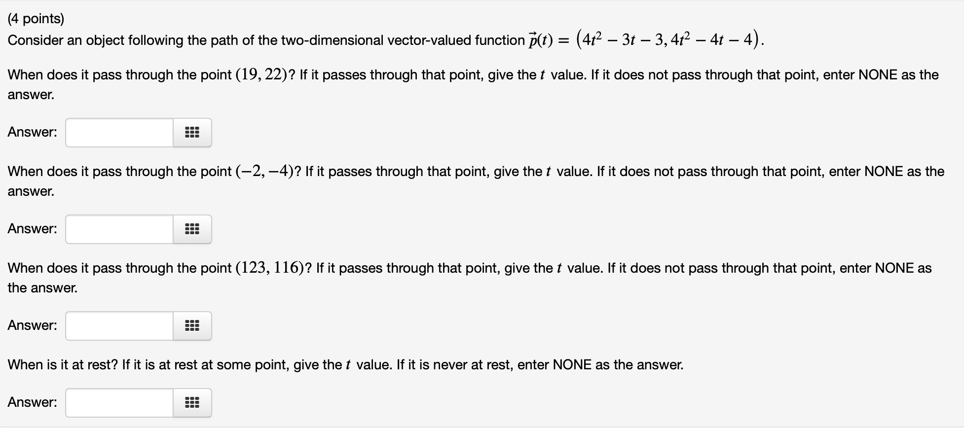 Solved (4 points) Consider an object following the path of | Chegg.com