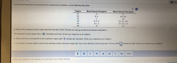 Solved A paced assembly line has been dervised to | Chegg.com